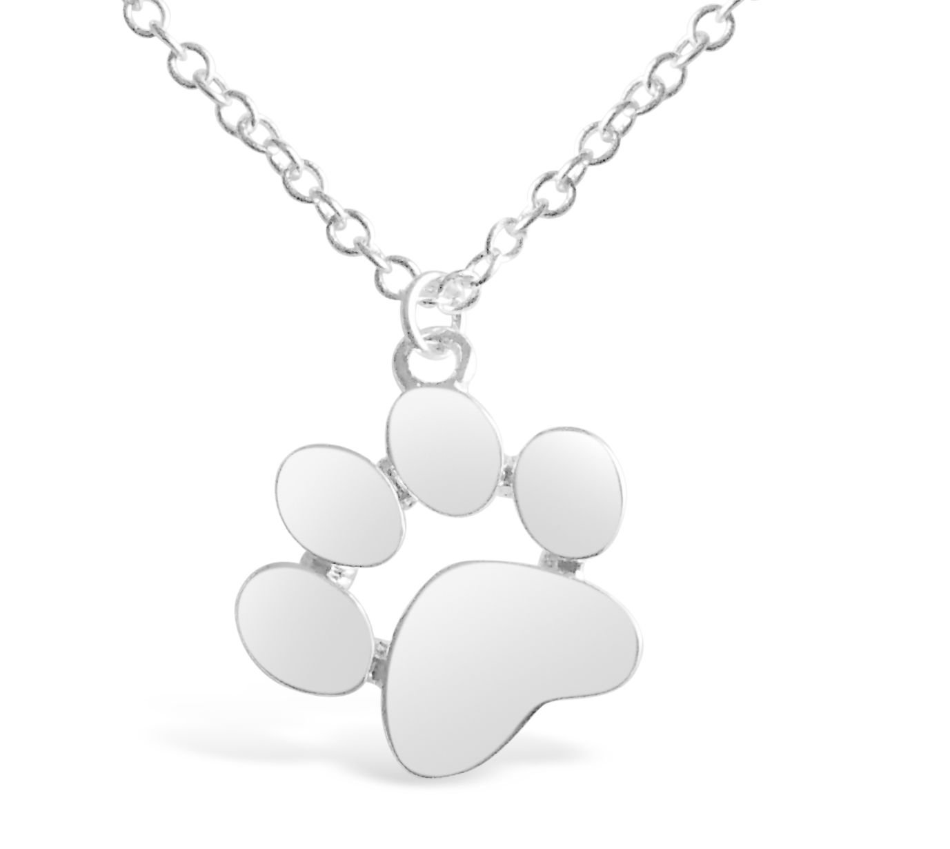 Paw Print Necklace, Paw Necklace, Dog Necklace, Dog Jewelry For Women, Dog Paw Necklace, Dog Pendant, Dog Necklaces For Women (Silver Tone)