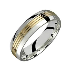 alain raphael 6 millimeters wide two-tone .925 sterling silver & 10k yellow gold wedding band