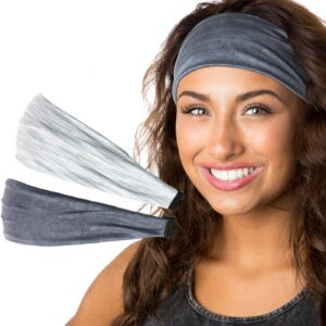 hipsy women's adjustable & stretchy xflex pastel yoga headband multi packs (mint & d grey 2pk)