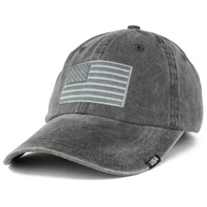 armycrew usa flag embroidered cotton washed low profile adustable cap - black