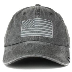 Armycrew USA Flag Embroidered Cotton Washed Low Profile Adustable Cap - Black