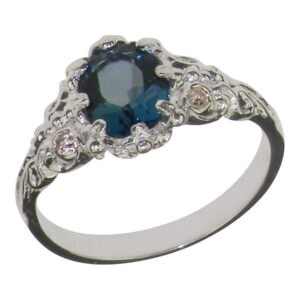 letsbuygold 925 sterling silver natural blue topaz womens anniversary ring - size 4.25