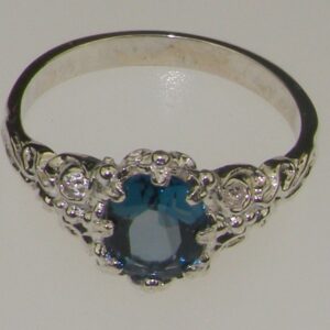 LetsBuyGold 925 Sterling Silver Natural Blue Topaz Womens Anniversary Ring - Size 4.25