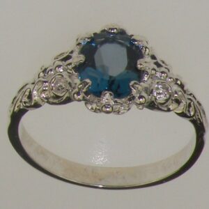 LetsBuyGold 925 Sterling Silver Natural Blue Topaz Womens Anniversary Ring - Size 4.25