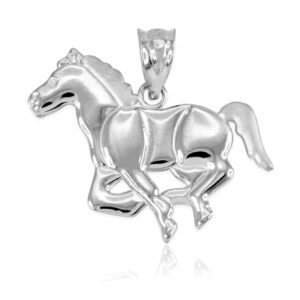 polished 925 strerling silver running horse charm pendant