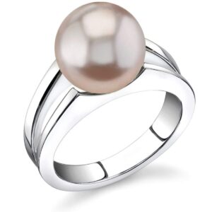 The Pearl Source 10-11mm Genuine Pink Freshwater Cultured Pearl Kasandra Ring for Women