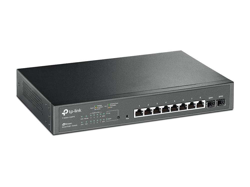 TP-Link 8 Port Gigabit PoE Switch | 8 PoE+ Ports @116W, w/2 SFP slots | Smart Managed | Limited Lifetime Protection | Support L2/L3/L4 QoS, IGMP and Link Aggregation (T1500G-10MPS)