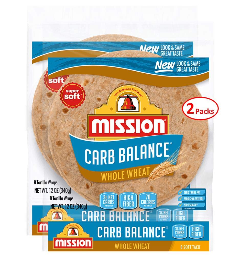 Mission Foods Carb Balance Whole Wheat Soft Taco, 8 ct 2 Bags 0g Trans Fat per serving