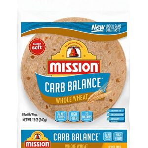 Mission Foods Carb Balance Whole Wheat Soft Taco, 8 ct 2 Bags 0g Trans Fat per serving