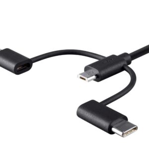 Monoprice 118789 Apple MFi Certified USB to Micro USB + USB Type-C + Lightning Charge And Sync Cable - 3 Feet - Black