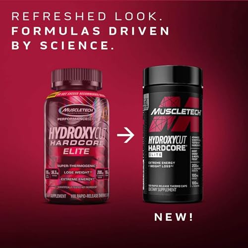 Hydroxycut Hardcore Elite - 100 Rapid-Release Thermo Caps, Pack of 2 - Energy & Focus - for Men & Women - 100 Total Servings