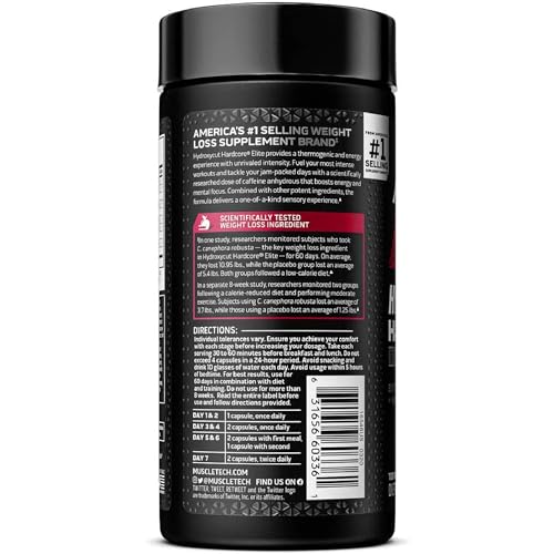 Hydroxycut Hardcore Elite - 100 Rapid-Release Thermo Caps, Pack of 2 - Energy & Focus - for Men & Women - 100 Total Servings