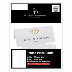 Linked Hearts Printable Place Cards, Gold (Choose Color), Set of 60 (10 Sheets), Laser & Inkjet Printers - Wedding, Party, Dinner, and Special Events - Made in the USA