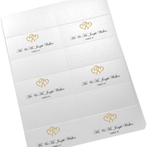 Linked Hearts Printable Place Cards, Gold (Choose Color), Set of 60 (10 Sheets), Laser & Inkjet Printers - Wedding, Party, Dinner, and Special Events - Made in the USA