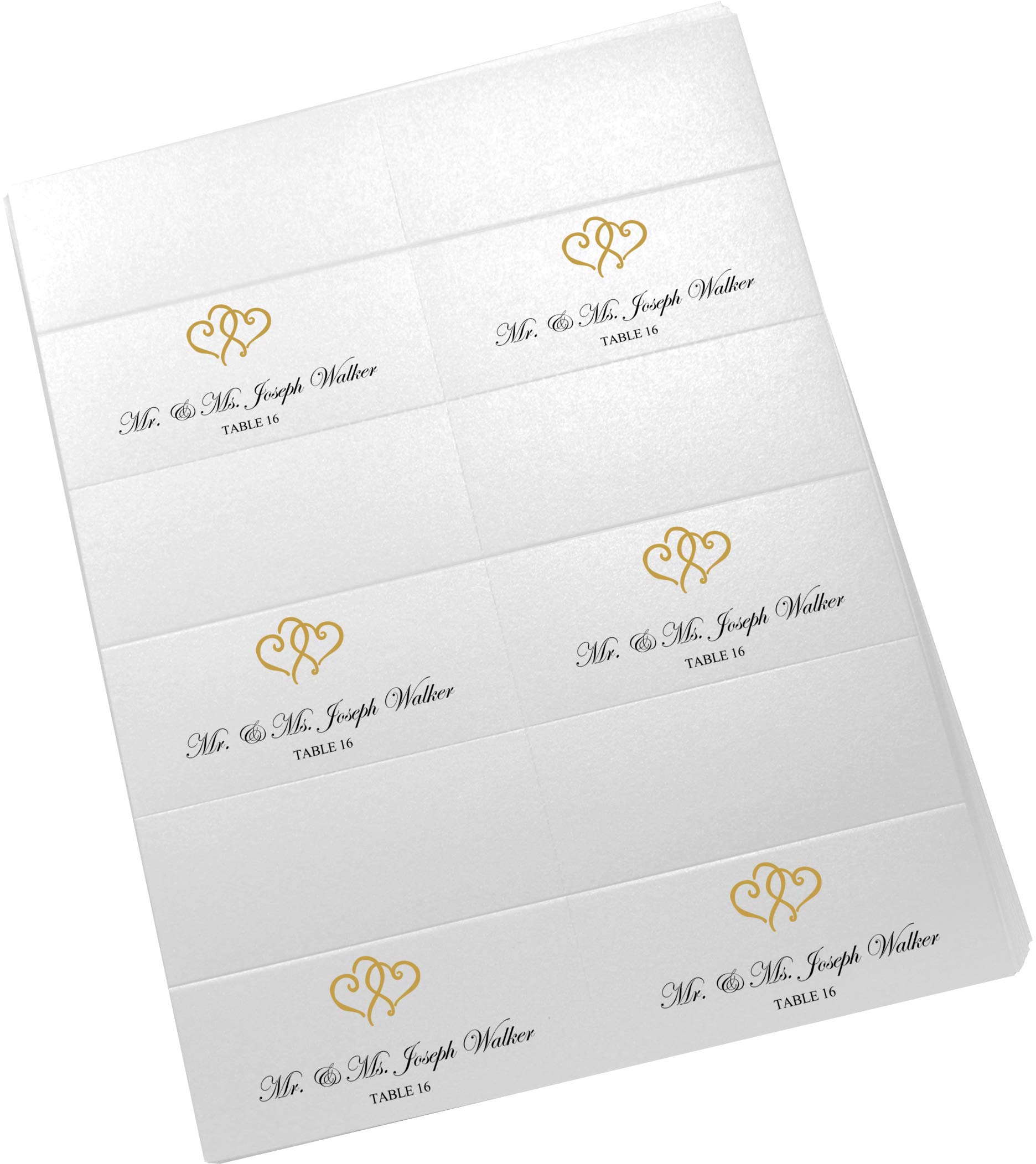 Linked Hearts Printable Place Cards, Gold (Choose Color), Set of 60 (10 Sheets), Laser & Inkjet Printers - Wedding, Party, Dinner, and Special Events - Made in the USA