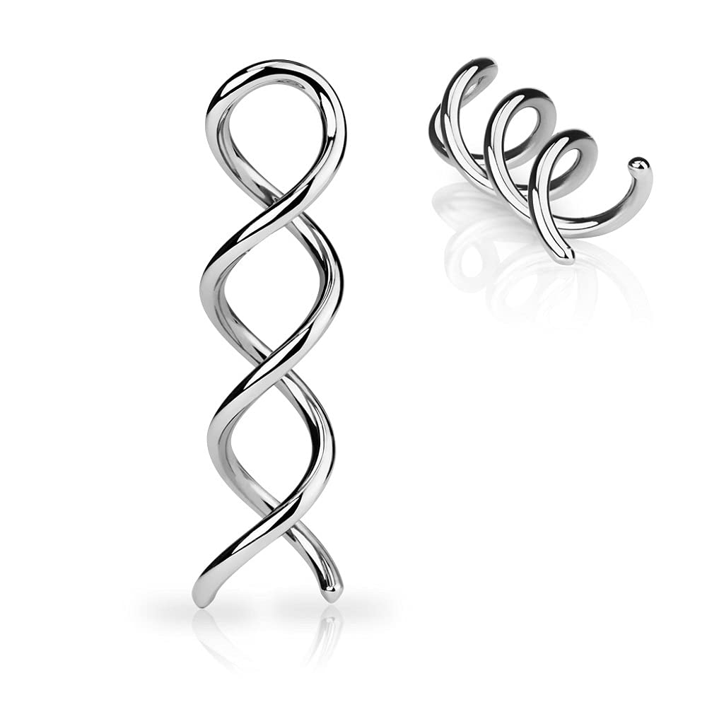 Pierced Owl 10-14GA 316L Surgical Steel Swirl Twist Taper Earrings, Sold as a Pair (10GA (2.4mm))