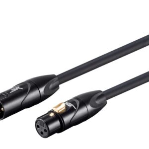 Monoprice XLR Male to XLR Female Cable - Microphone & Interconnect, Gold Plated, 16AWG, 6 Feet, Black - Stage Right Series