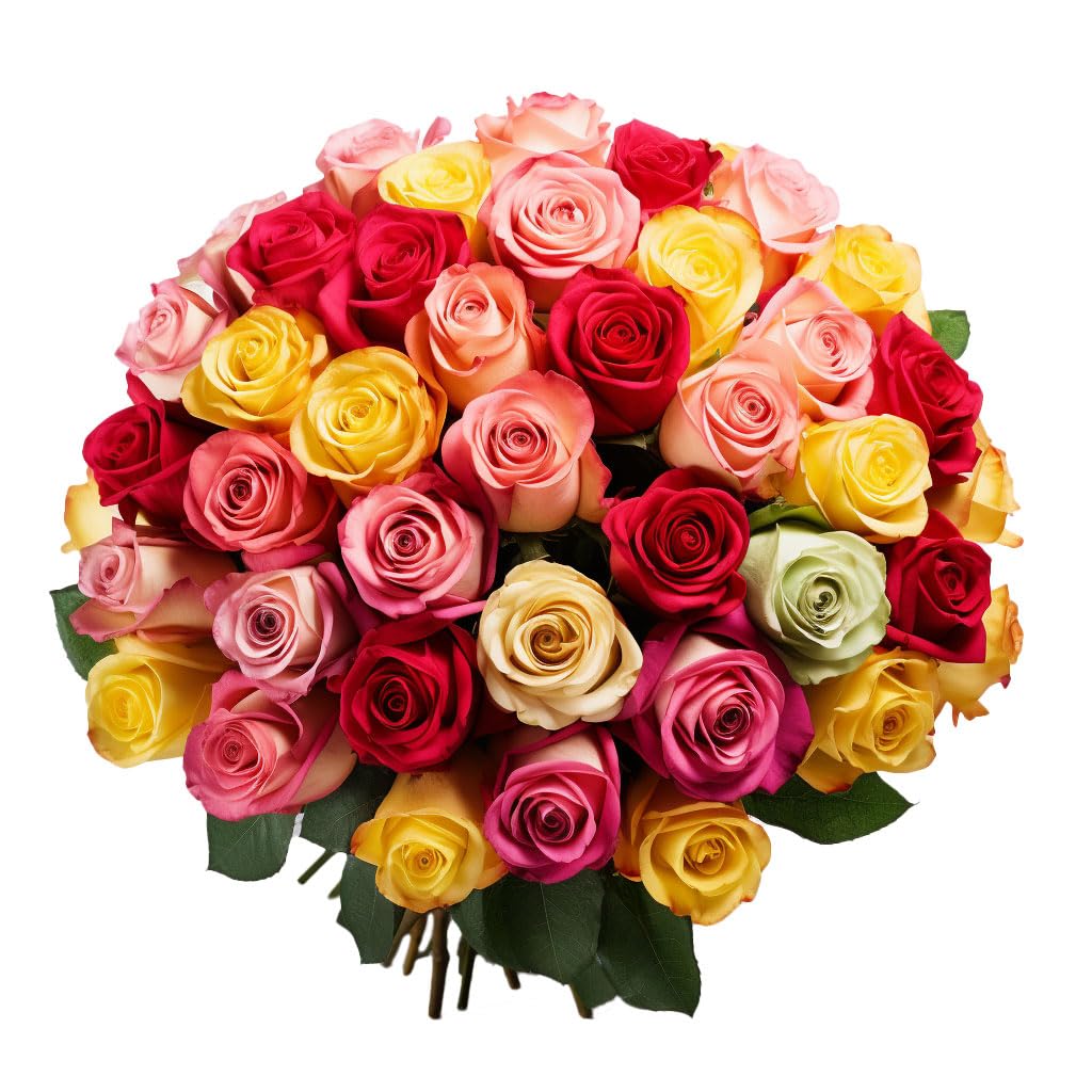 100 Assorted Roses- Fresh Cut Flowers- 4 Colors (OM)