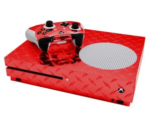 red diamond plate mirror - vinyl decal mod skin kit by system skins - compatible with microsoft xbox one slim (xb1 slim)