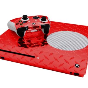 Red Diamond Plate Mirror - Vinyl Decal Mod Skin Kit by System Skins - Compatible with Microsoft Xbox One Slim (XB1 Slim)