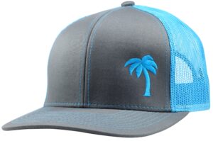 lindo trucker hat - palm tree series (graphite/aqua)