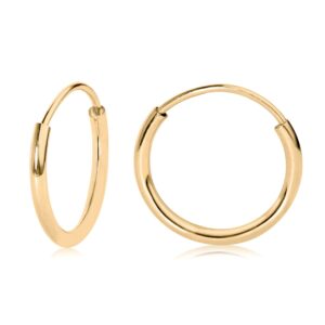 14k yellow gold endless hoop earrings 10x1.0mm