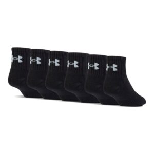 Under Armour Unisex-Adult Cotton Quarter Socks, Multipairs, Black/Gray (6-Pairs), Large