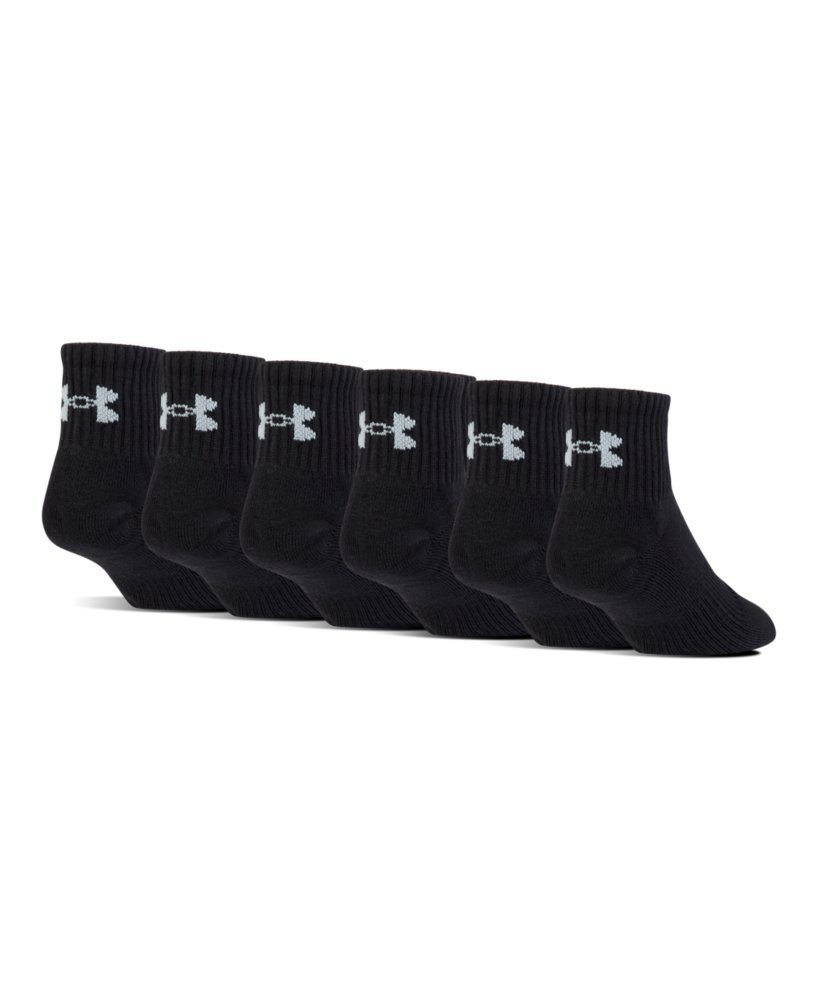 Under Armour Unisex-Adult Cotton Quarter Socks, Multipairs, Black/Gray (6-Pairs), Large