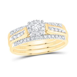 jewels by lux 14kt yellow gold womens round diamond 3-piece bridal wedding engagement ring band set 1/4 cttw ring size 10.5