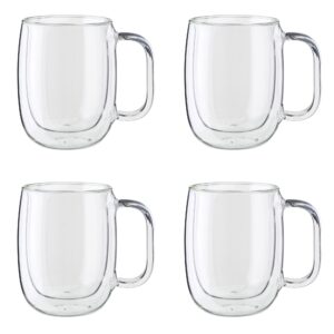 zwilling sorrento plus 4-pc double wall glass , insulated coffee mug, clear