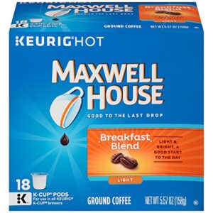 maxwell house breakfast blend k-cup pods, 18 (pack of 6)