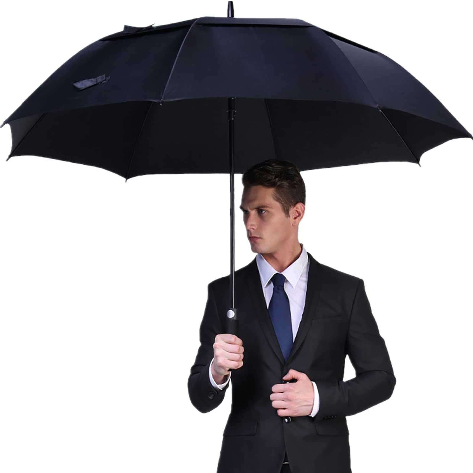 G4Free 68 Inch Automatic Open Golf Umbrella Double Canopy Extra Large Oversize Windproof Waterproof Stick Umbrellas(Navy Blue)