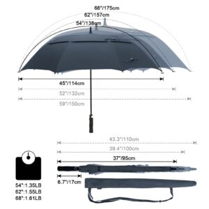 G4Free 68 Inch Automatic Open Golf Umbrella Double Canopy Extra Large Oversize Windproof Waterproof Stick Umbrellas(Navy Blue)