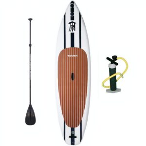 tower inflatable 10’4” stand up paddle board - (6 inches thick) - universal sup wide stance - premium sup bundle (pump & adjustable paddle included) - non-slip deck (yachtsman - 10'4")