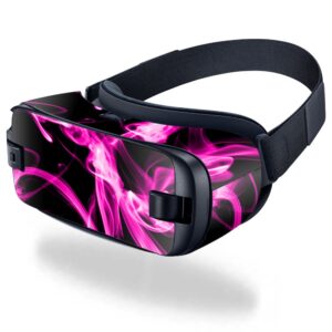 mightyskins skin compatible with samsung gear vr (2016) wrap cover sticker skins pink flames