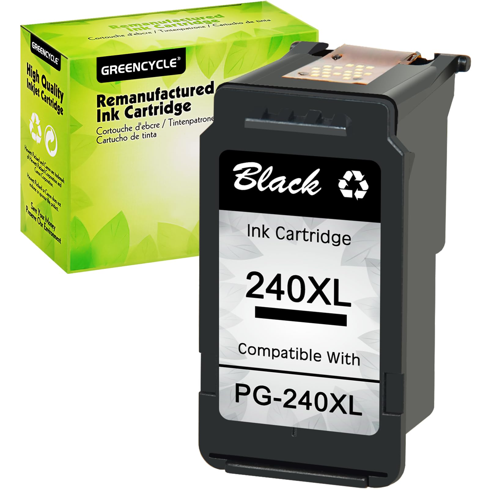 greencycle Re-Manufactured PG-240XL 240 XL Ink Cartridge Compatible for Canon PIXMA MX372 MX432 MX452 MG3520 MG2220 MG3220 (Black, 1 Pack)