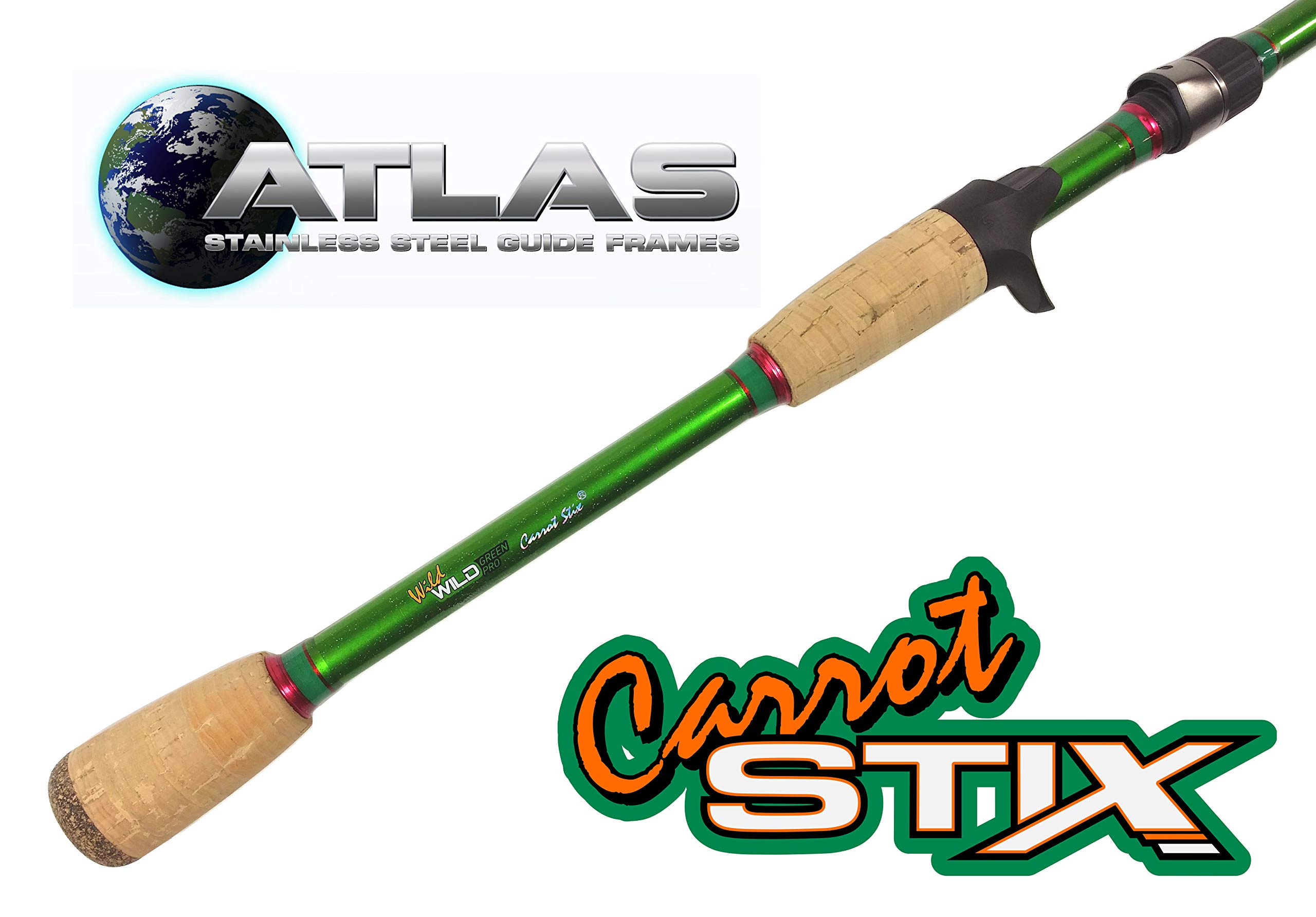 Carrot Stix Casting PRO Wild Wild Green Greenwater Inshore Fishing Rod (7 Foot, Medium Light)