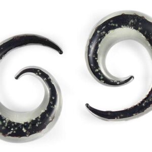 Scrap Metal 23 Pair Glow in The Dark Black Pyrex Glass Spiral 00g 00 Gauge 10mm