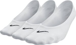 nike 3 pack women's lightweight performance no-show socks, white/black, medium