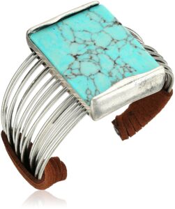 robert lee morris soho womens turquoise stone cuff bracelet, turquoise/silver