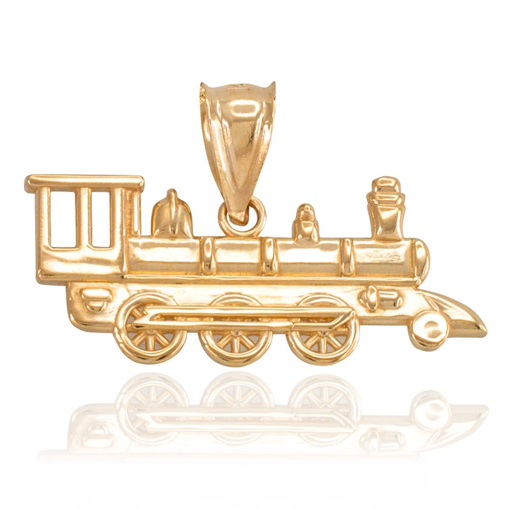 Polished 10k Gold Locomotive Steam Engine Train Charm Pendant