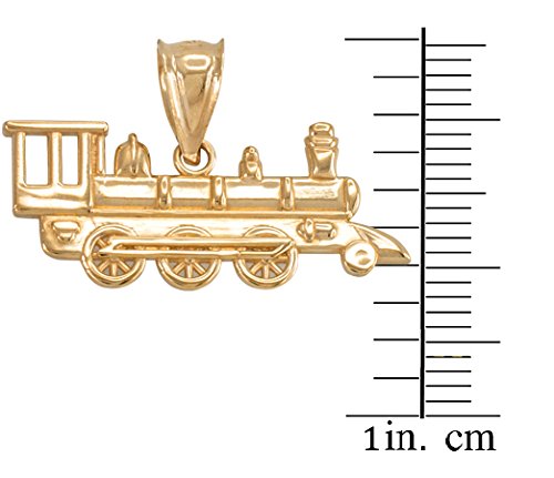 Polished 10k Gold Locomotive Steam Engine Train Charm Pendant