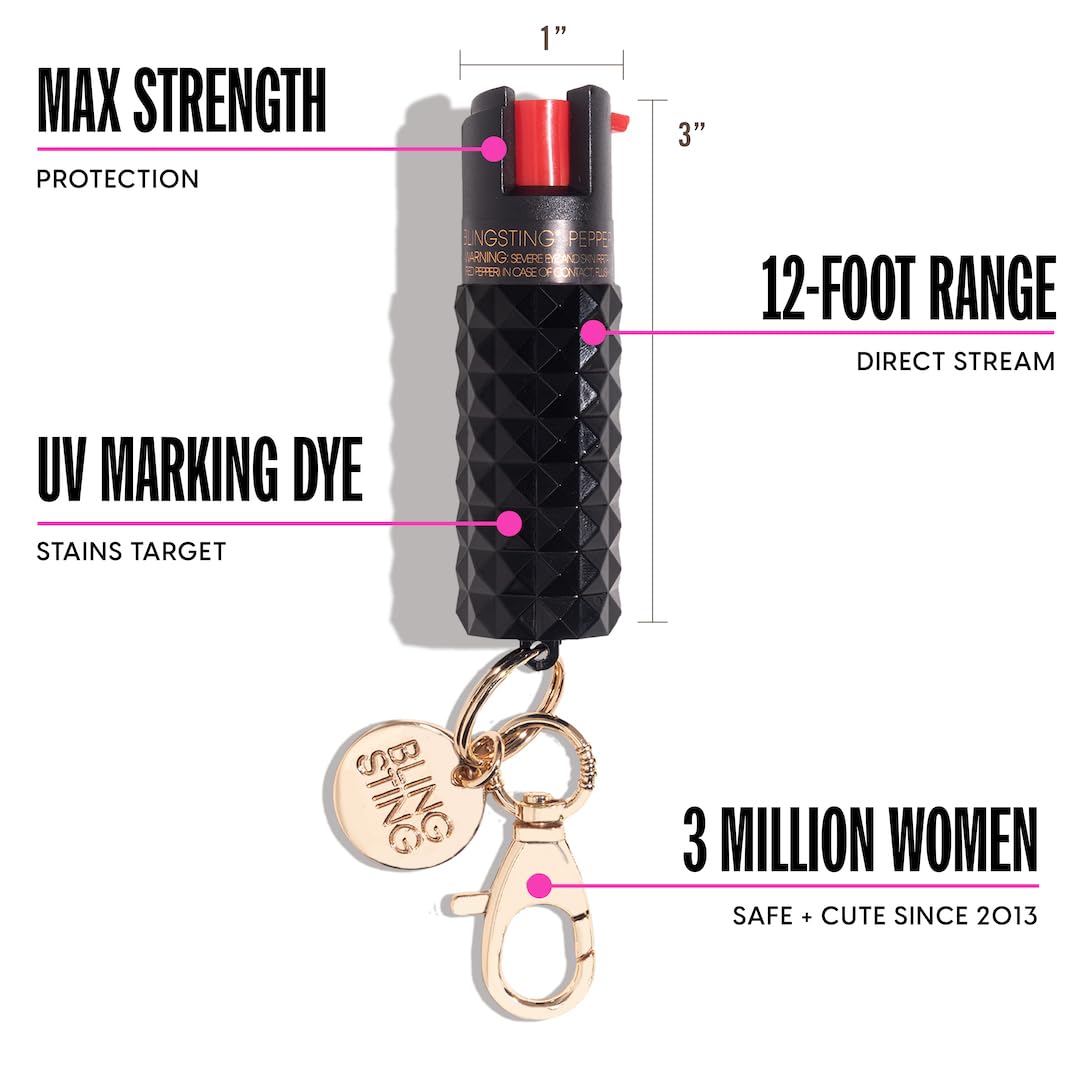 BlingSting Pepper Spray Keychain for Women Black