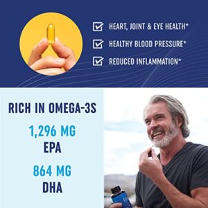 Triple Strength Omega 3 Fish Oil | 3600 mg EPA & DHA | Over 2100mg of Omega 3 Fatty Acids | 1300mg EPA + 860mg DHA | Best Essential Fatty Acids | Premium Burpless Softgel Supplements (120 Ct)