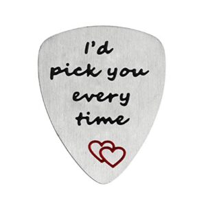 i'd pick you every time guitar pick, musical gift, anniversary date, valentine's day gift for men