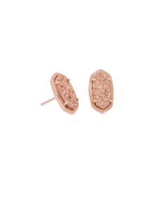 kendra scott ellie stud earrings for women, fashion jewelry, rose gold-plated, rose gold-plated drusy