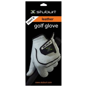 stuburt golf stglv10 mens urban golf glove with cabretta leather & microfibre, white/black, mens left hand small