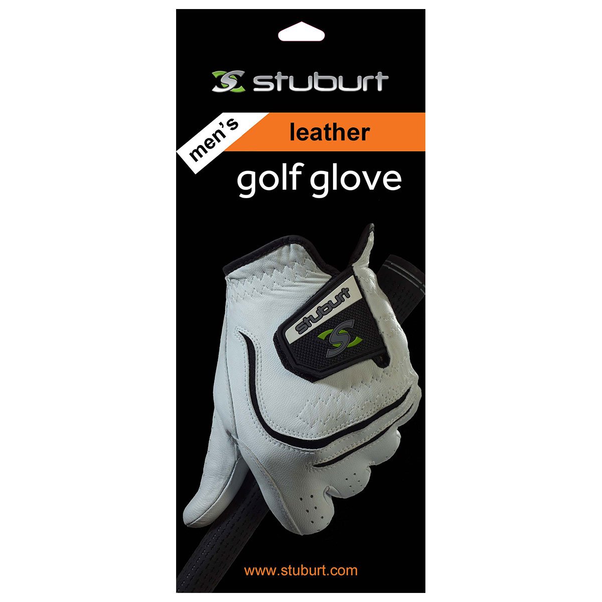 Stuburt Golf STGLV10 Mens Urban Golf Glove with Cabretta Leather & Microfibre, White/Black, Mens Left Hand Small