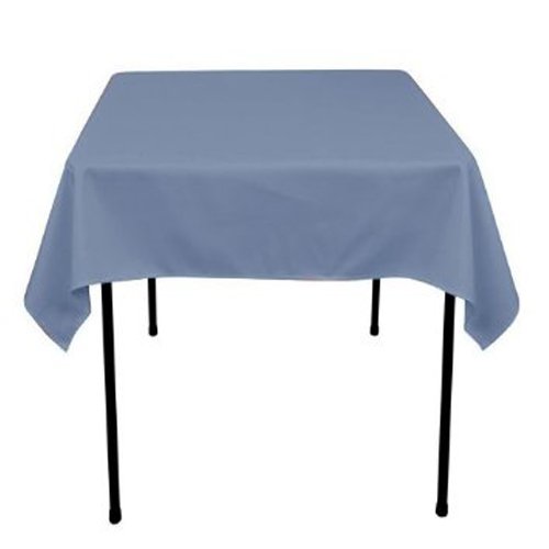 New Creations Fabric & Foam Inc 58" by 58" Square Polyester Poplin Table Overlay, Steel Blue