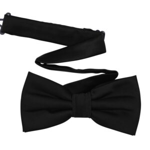 TINYHI Men's Pre-Tied Satin Formal Tuxedo Bowtie Adjustable Length Satin Bow Tie Black One Size